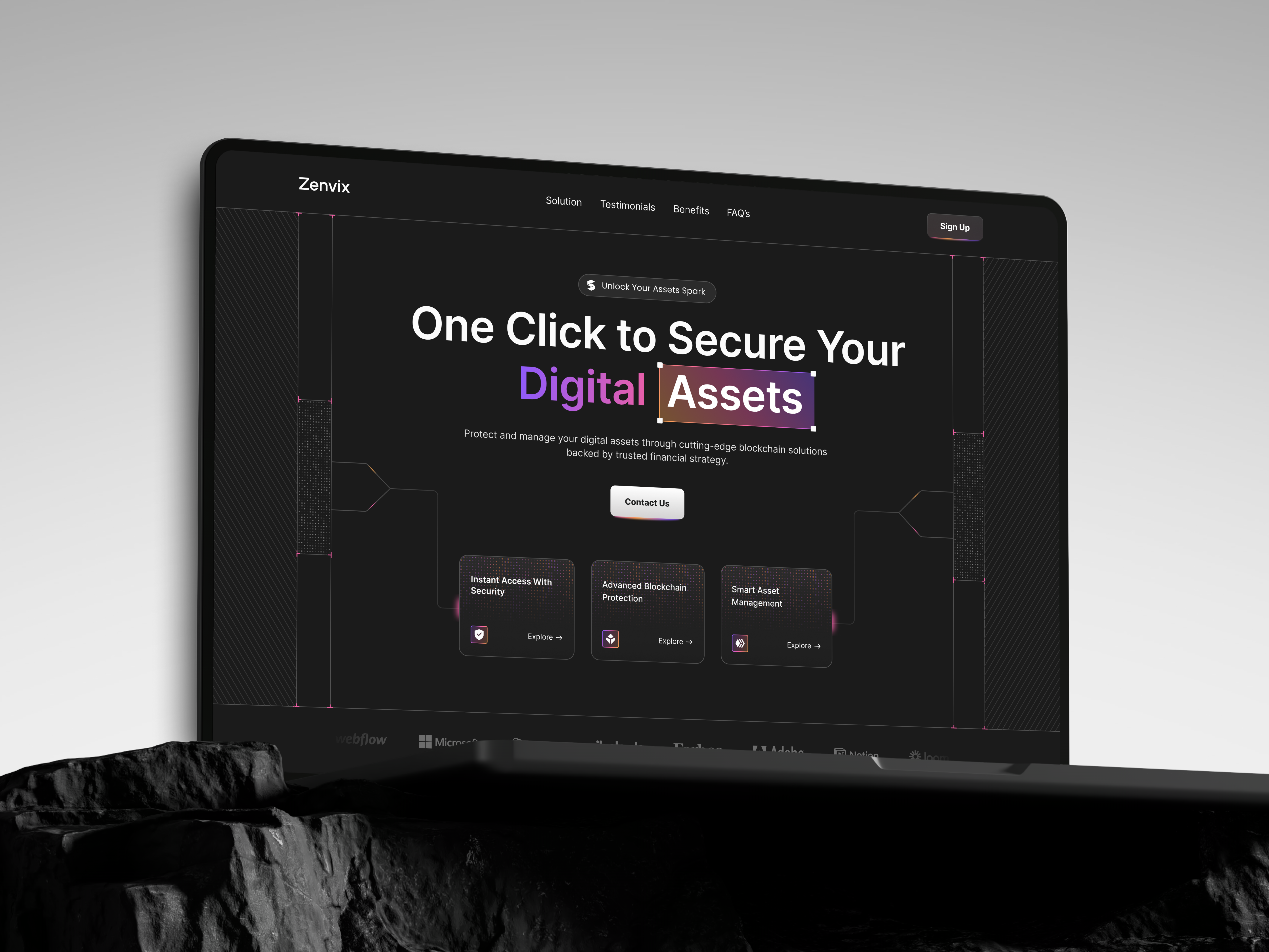 ZenVix — Digital Asset Security Hero Section by Pooja Barua on Dribbble