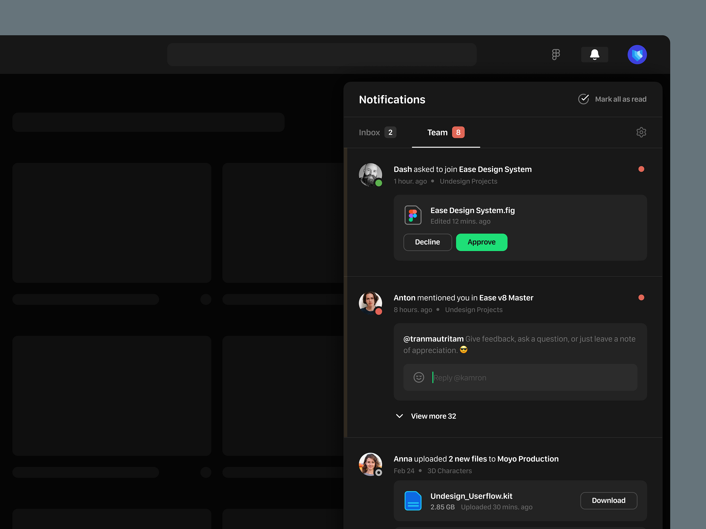 Notification Dark Modal by Tran Mau Tri Tam for UI8 on Dribbble