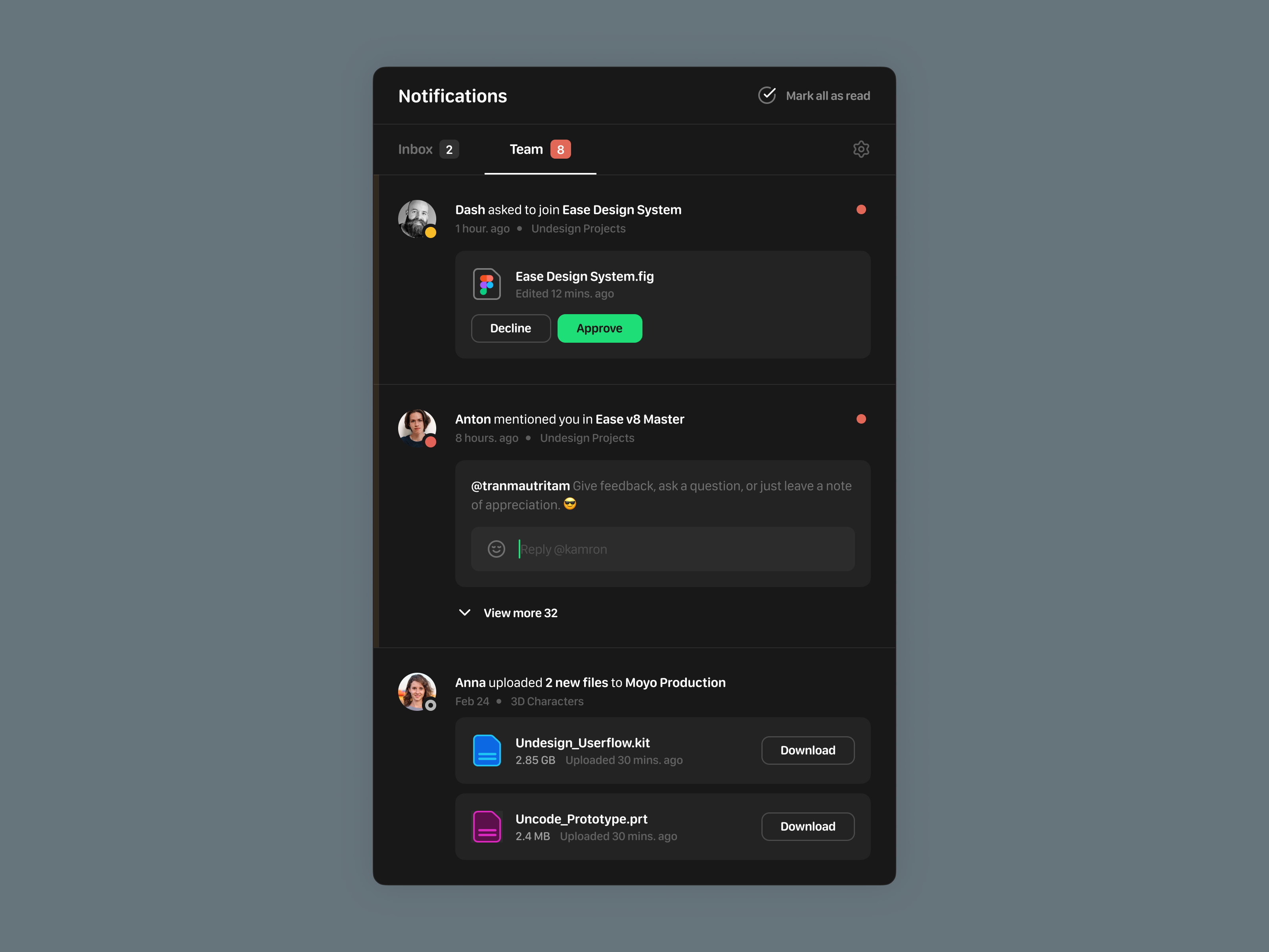 Notification Dark Modal by Tran Mau Tri Tam for UI8 on Dribbble