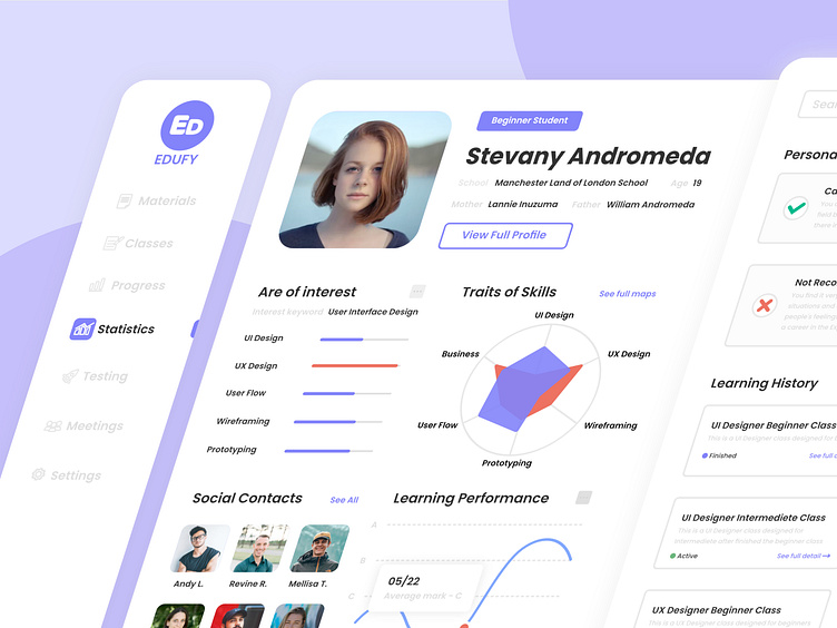Edufy - E-Learning Website Dashboard by Rian Firdaus on Dribbble