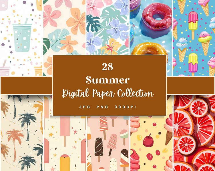 Summer Seamless Digital Paper by Pixorium on Dribbble