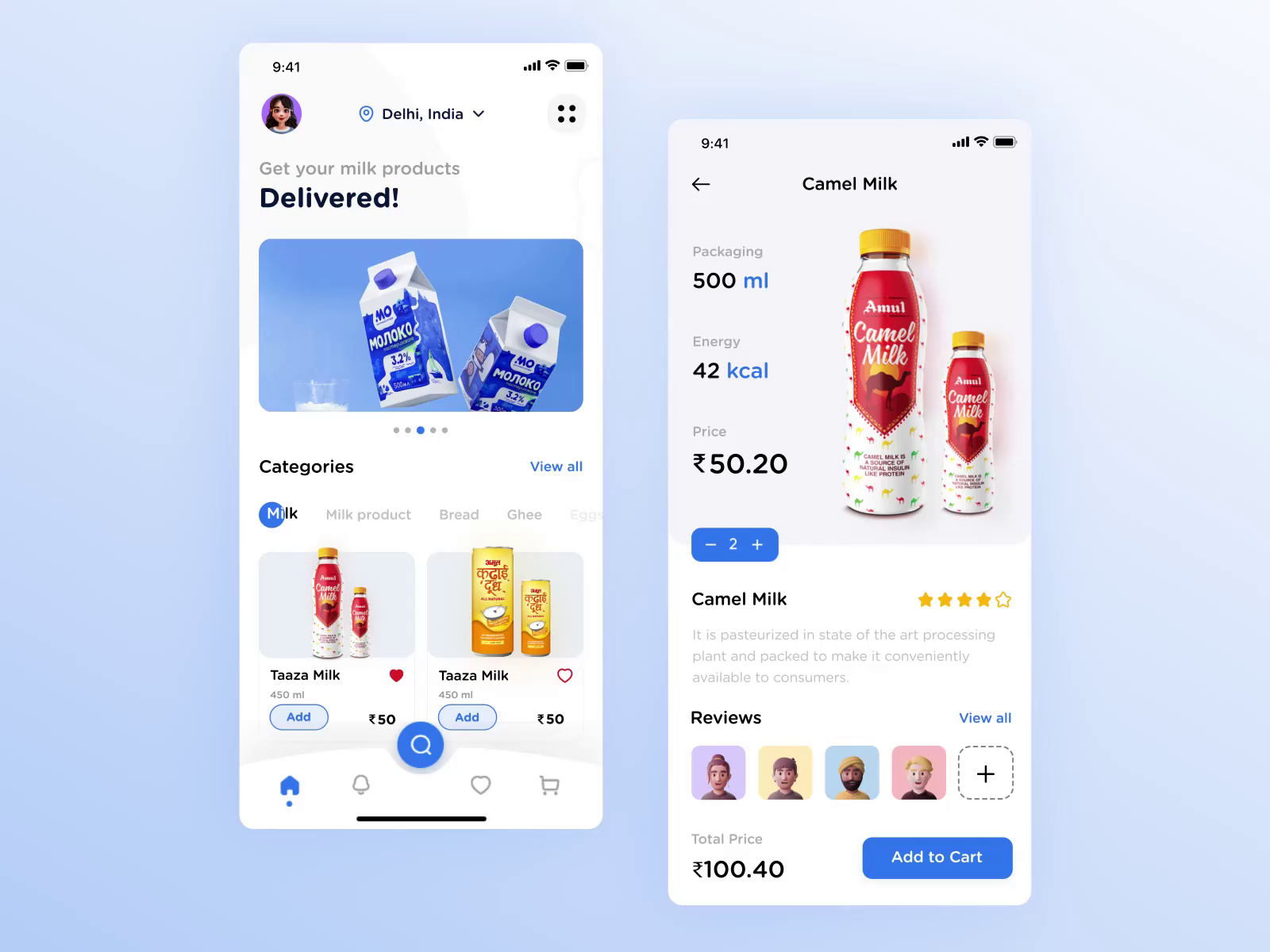 Milk Delivery E-Commerce App UI by intorque on Dribbble