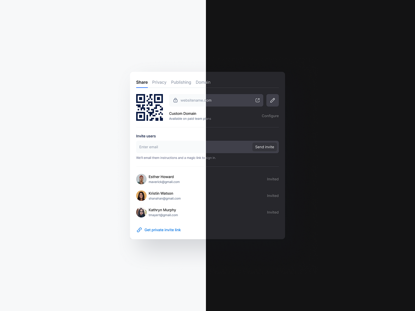 Sharing modal | UI component by Dmitry Sergushkin on Dribbble