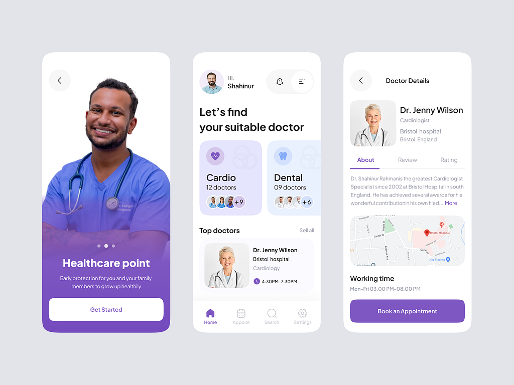 Medical Service Mobile App by Shahinur Rahman on Dribbble