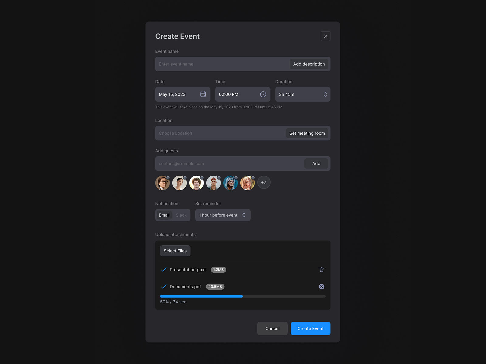 Create Event | Dark mode by Dmitry Sergushkin on Dribbble