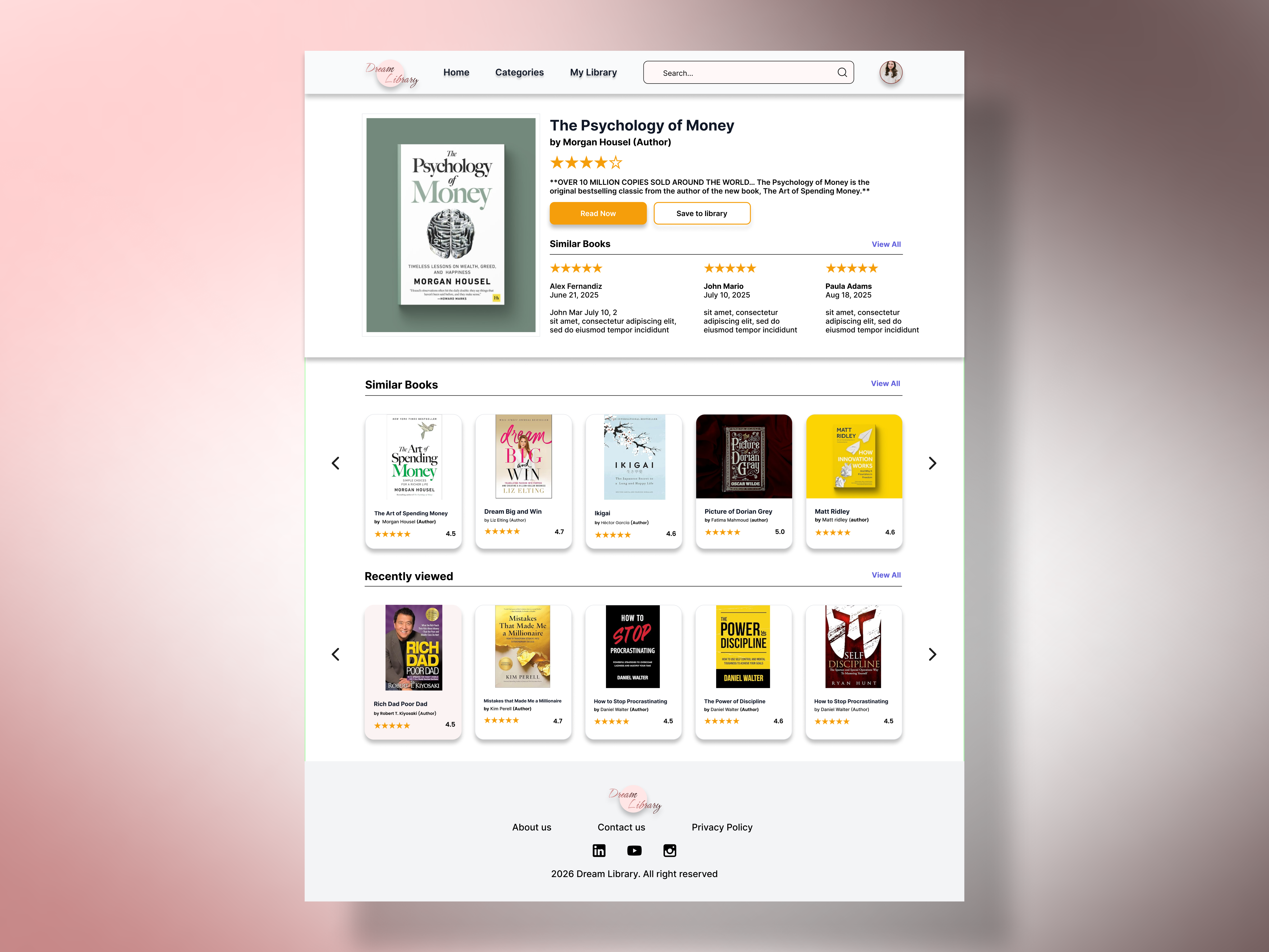 Dream Library – Book App UI Design by Des.ignwi.th.audit on Dribbble