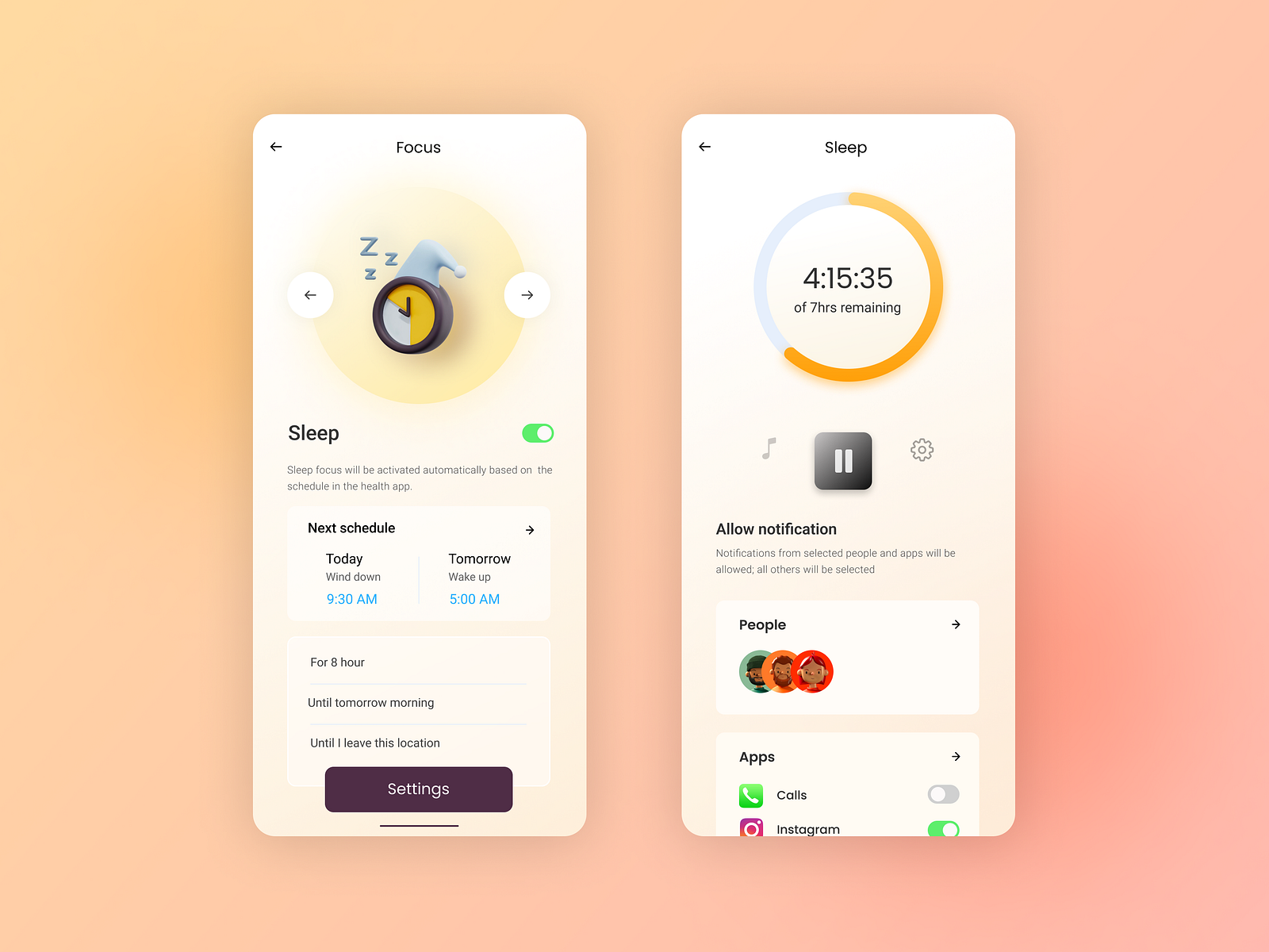Design rethinking of Apple's Focus UI by Design with Bala on Dribbble