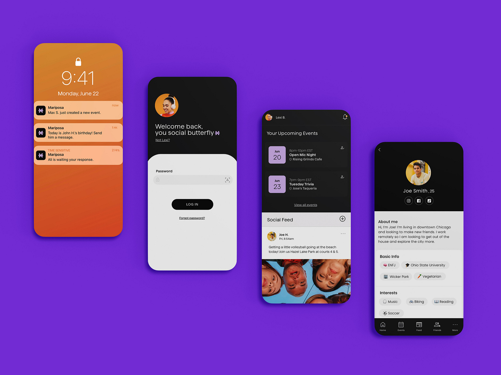 Social App Design by Joy Rhine for Mighty in the Midwest on Dribbble