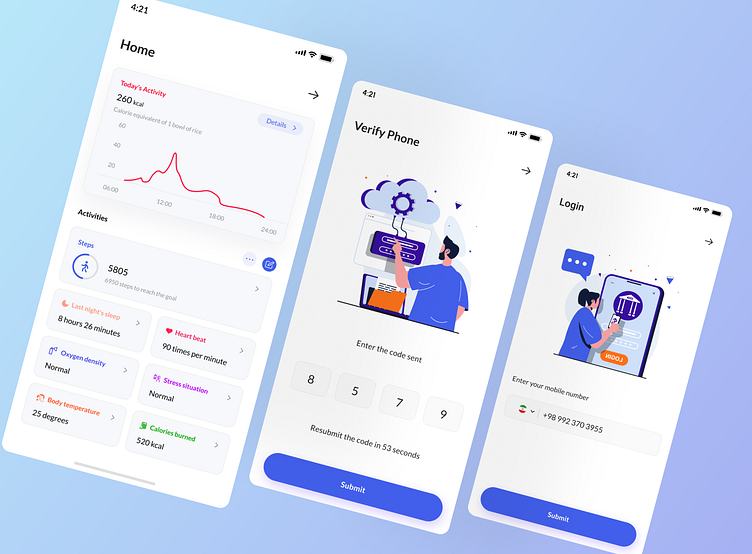 Health App UI Design by Mohammad Shaddel on Dribbble