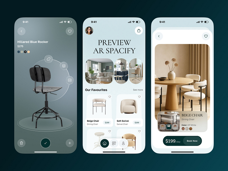 Furniture Try-On App UI Design | AR Interior Shopping Experience by SK ...