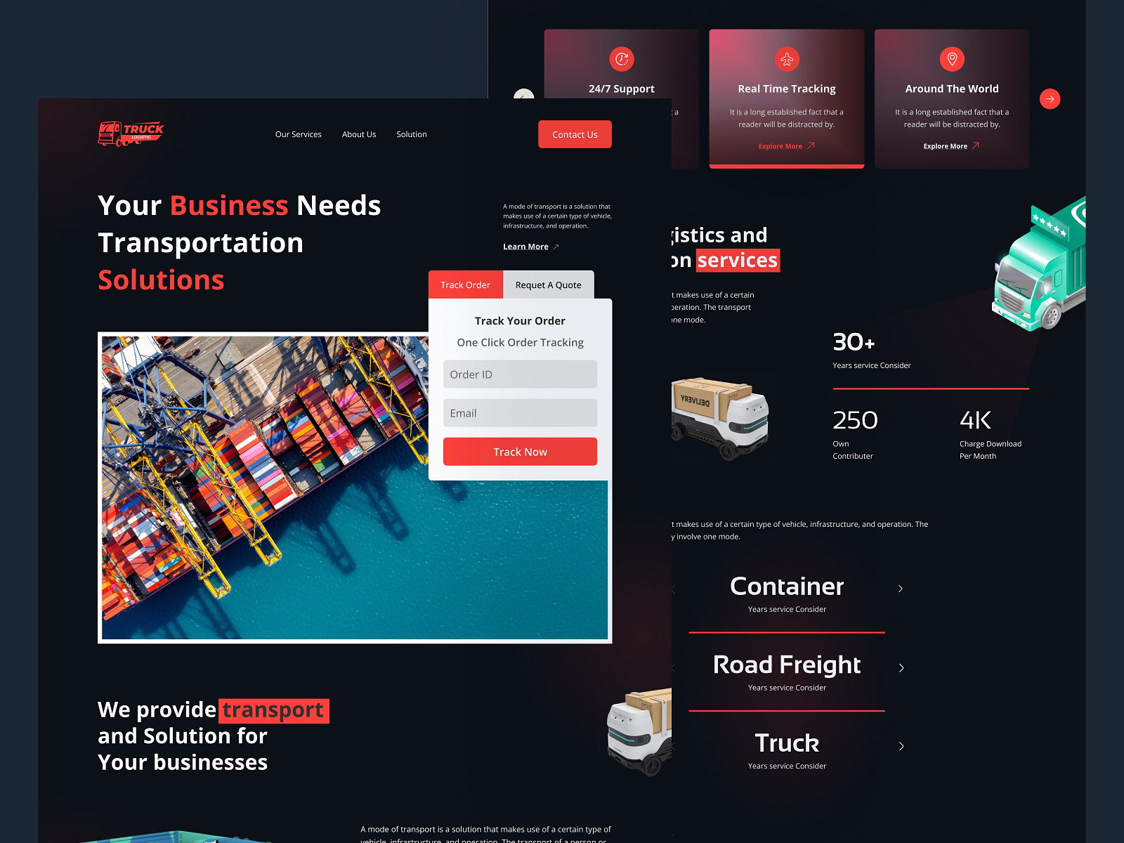 Transport & Logistics UI Template by Habibur Rahman on Dribbble