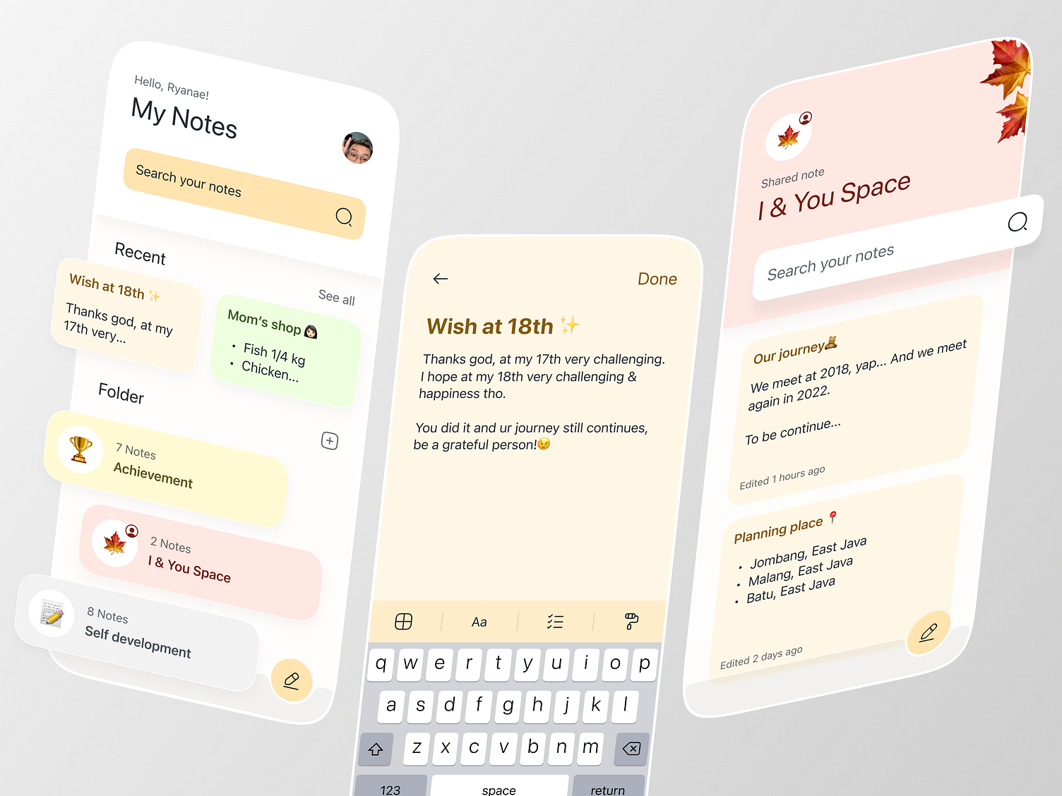 iNotes - Note Mobile App by Ryanae for Waffle Space on Dribbble