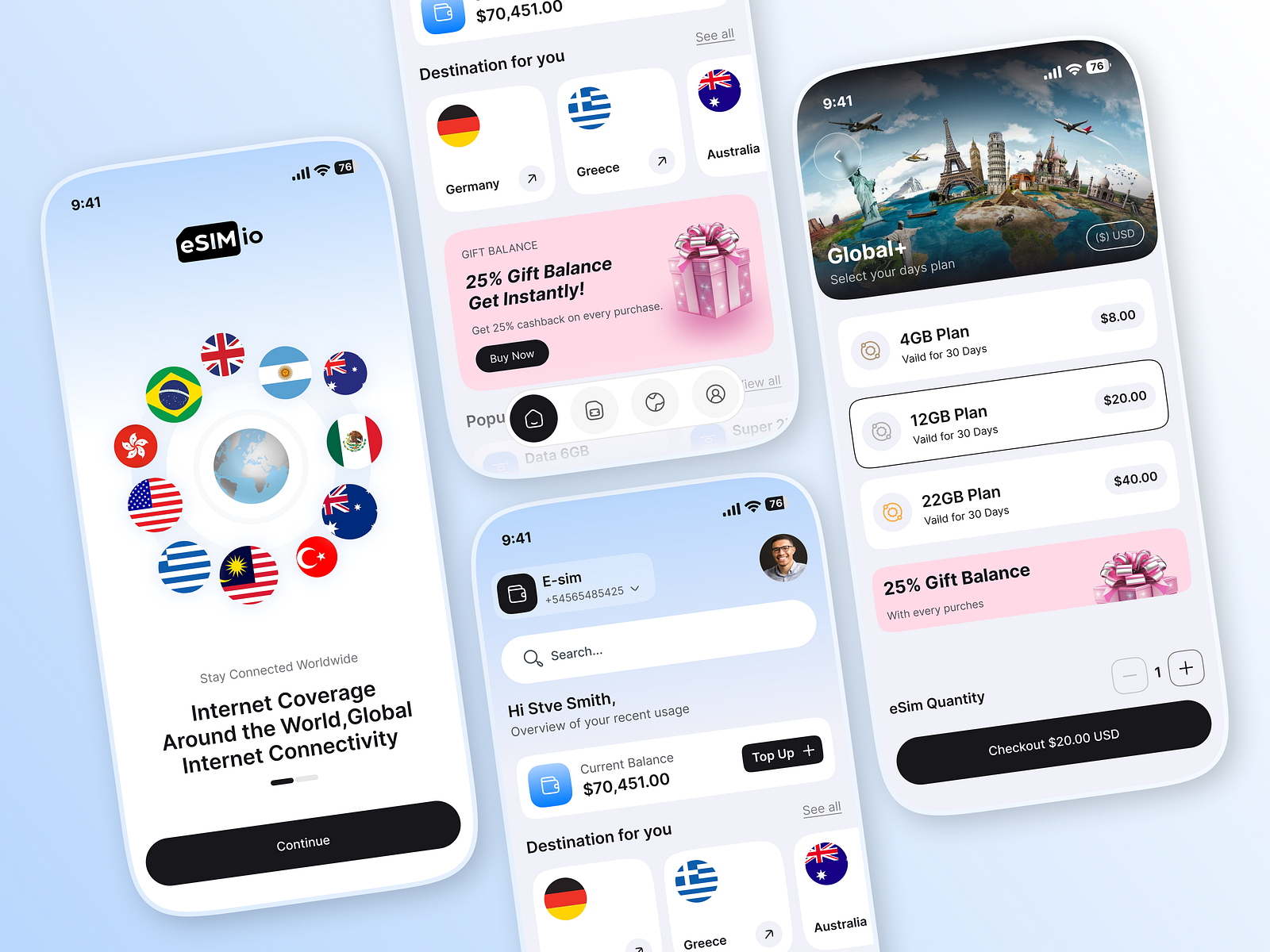 The Design concept for the eSim Telecom Mobile App UI by Habibur Rahman ...
