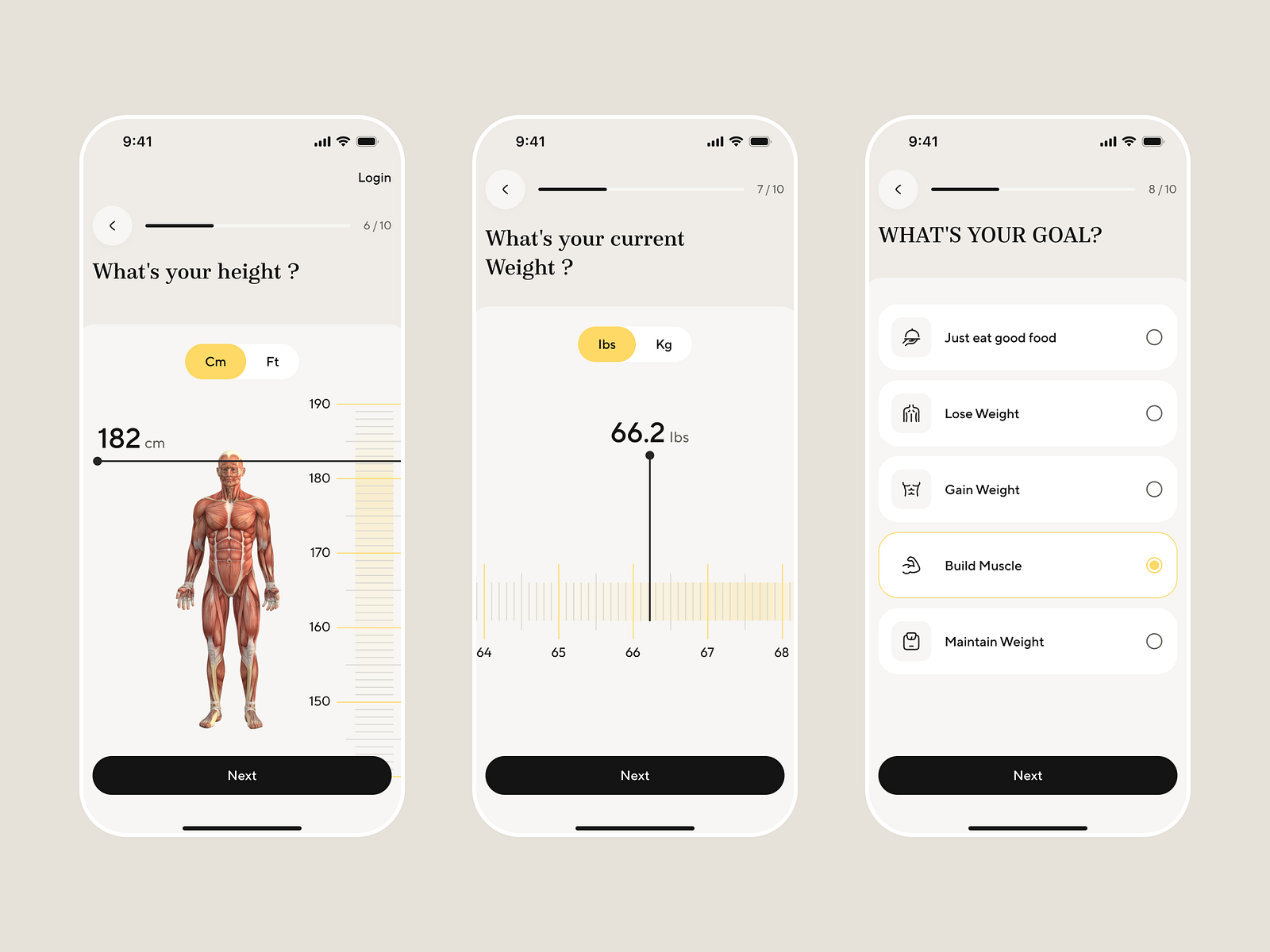 AI Fitness Nutrition Goal Planner Mobile App UI Design by Farhan ahmed ...