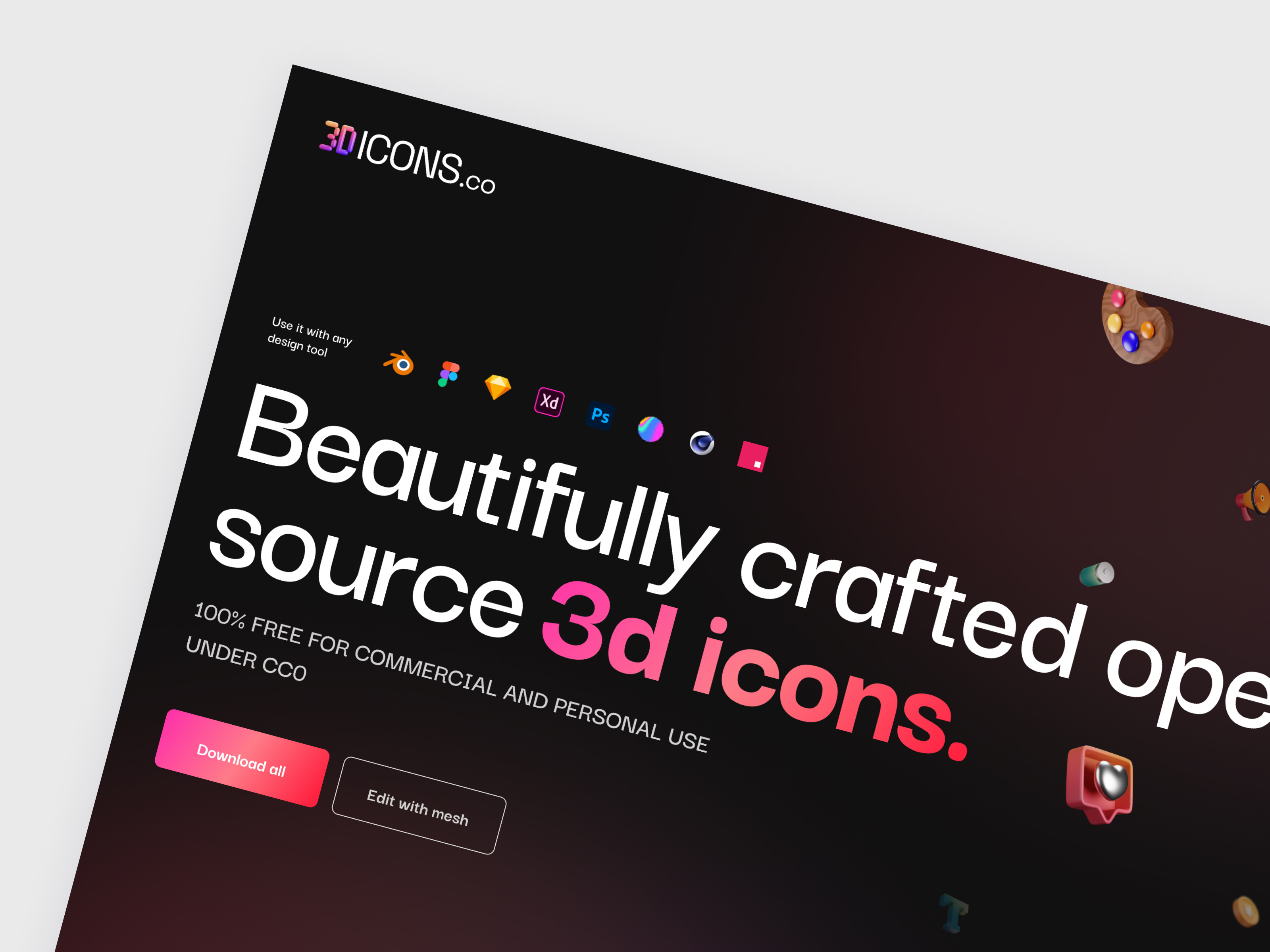 3Dicons.co - Web-header concept by Jay Borda on Dribbble