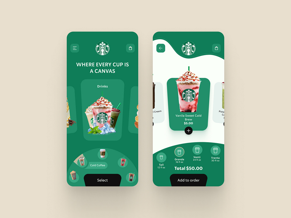 Starbucks app design concept by Sazzadul Kabir on Dribbble