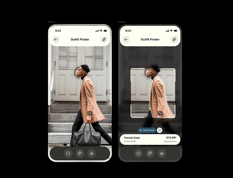 Outfit finder camera | Mobile app UI | AI Camera | M.I.V.A by Chetanya ...