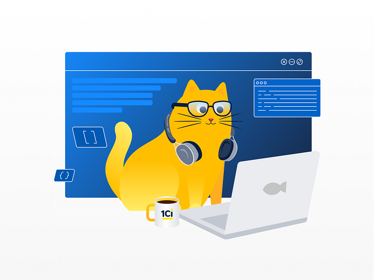 Сat at work - Illustration by Yuliya Zobova on Dribbble