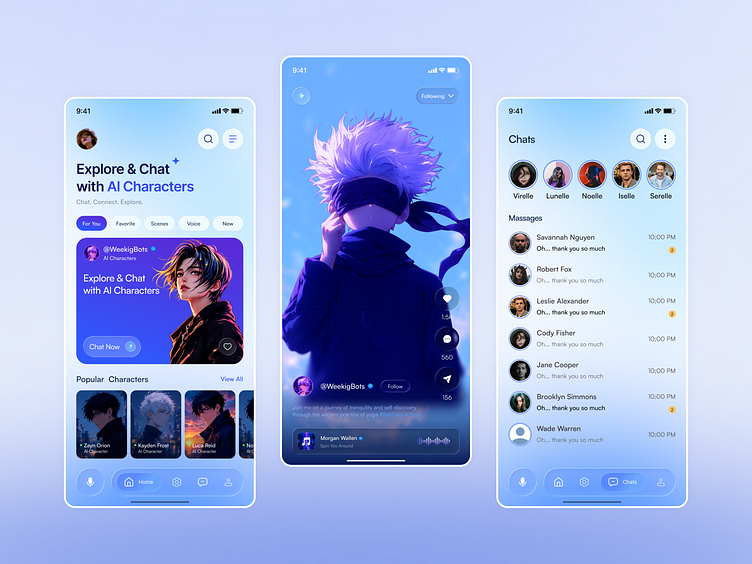 AI Character Universe – Futuristic Social App by MD SAKIB on Dribbble
