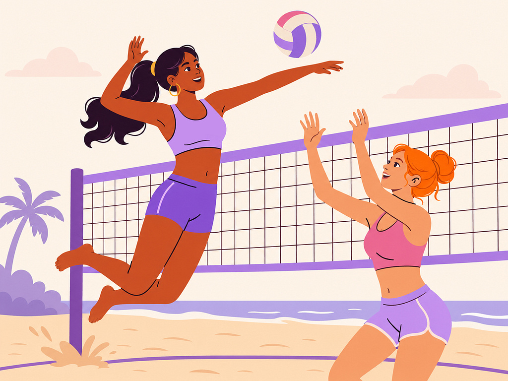 Beach volleyball illustration by N Nurwahidin on Dribbble