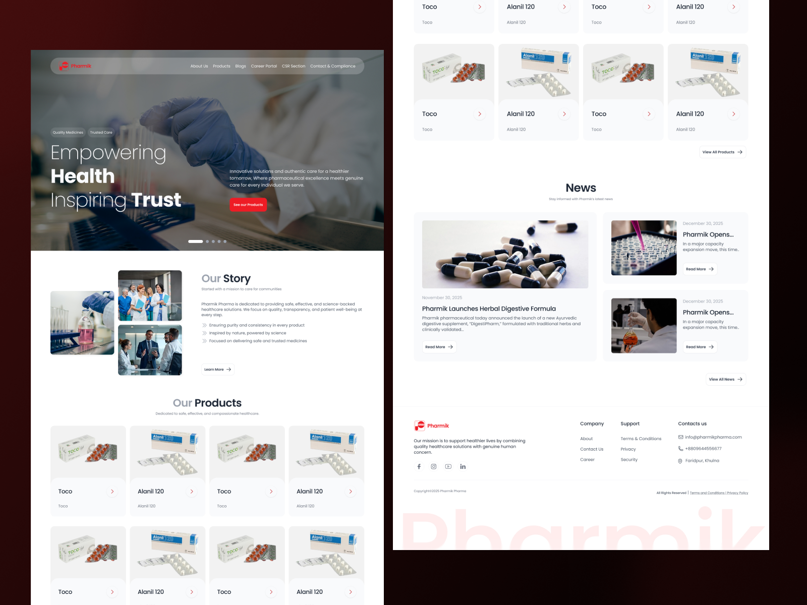 Pharmik — Pharmaceutical Company Website Design by Binti Biswas on Dribbble
