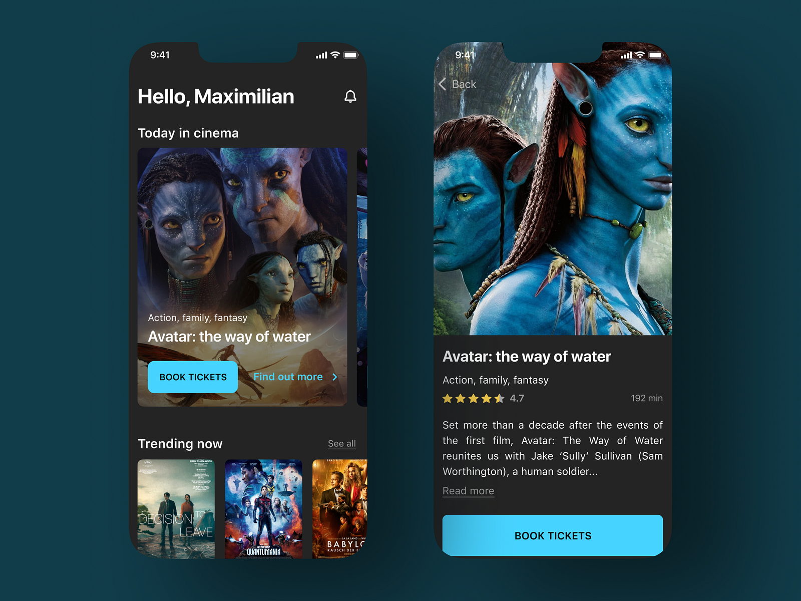 Movie theatre app by Dina Zubkova on Dribbble