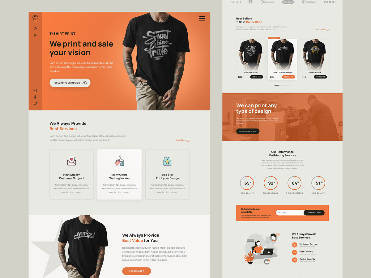 T-SHIRT PRINT - Landing Page Design by Dorinel Nedelcu on Dribbble