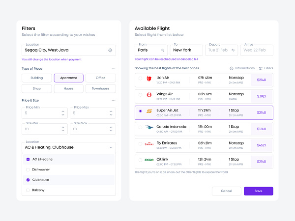 Modals Filter & Flight by Adalahreza 🐺 for Norch Studio on Dribbble