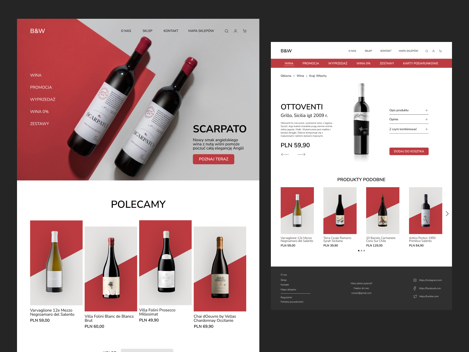 B&W wine store. Website design by Hanna Ilyichova on Dribbble