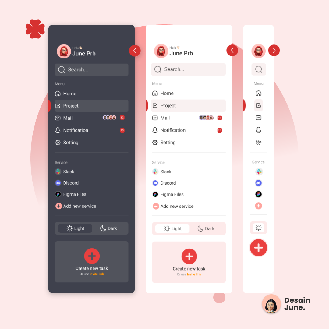 Sidebar Navigation Desktop Apps by June Purba on Dribbble