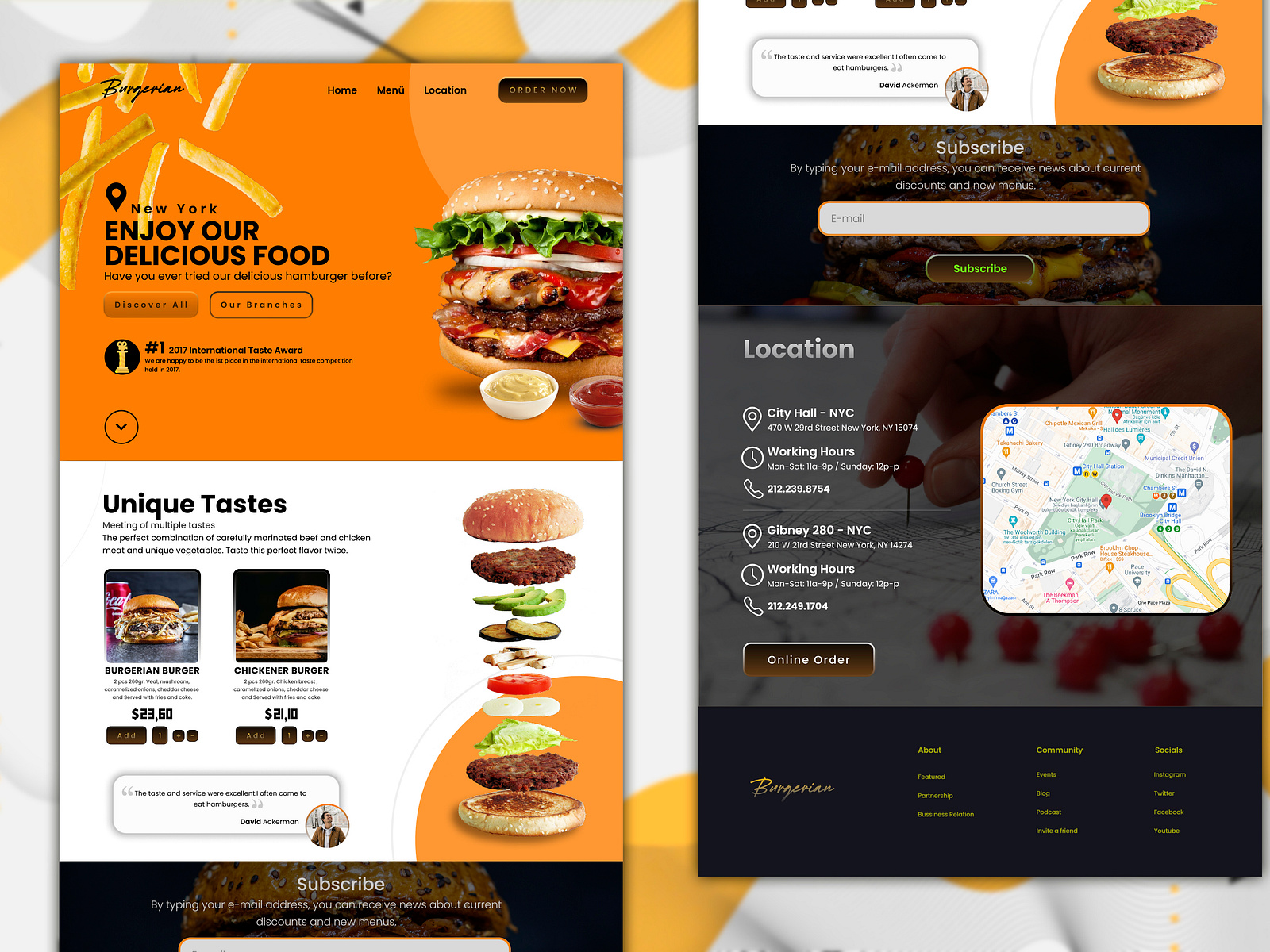 Fast Food Web Site: Landing Page UI / UX Design by Serkan Kartal on ...
