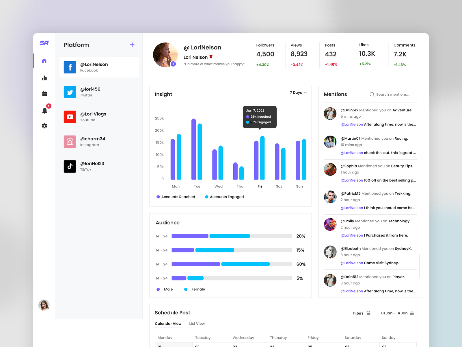 Social Media Analytics Tool by Simarjeet Singh on Dribbble
