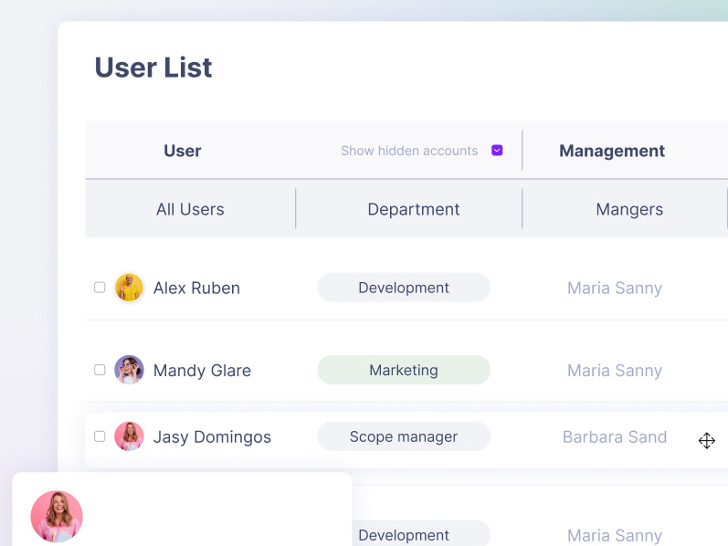 User list by Vladimir Vikhrev on Dribbble