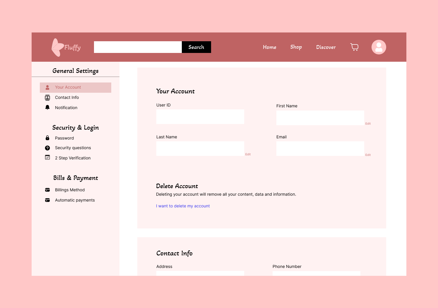 Settings website page by Chiamaka Fortune on Dribbble