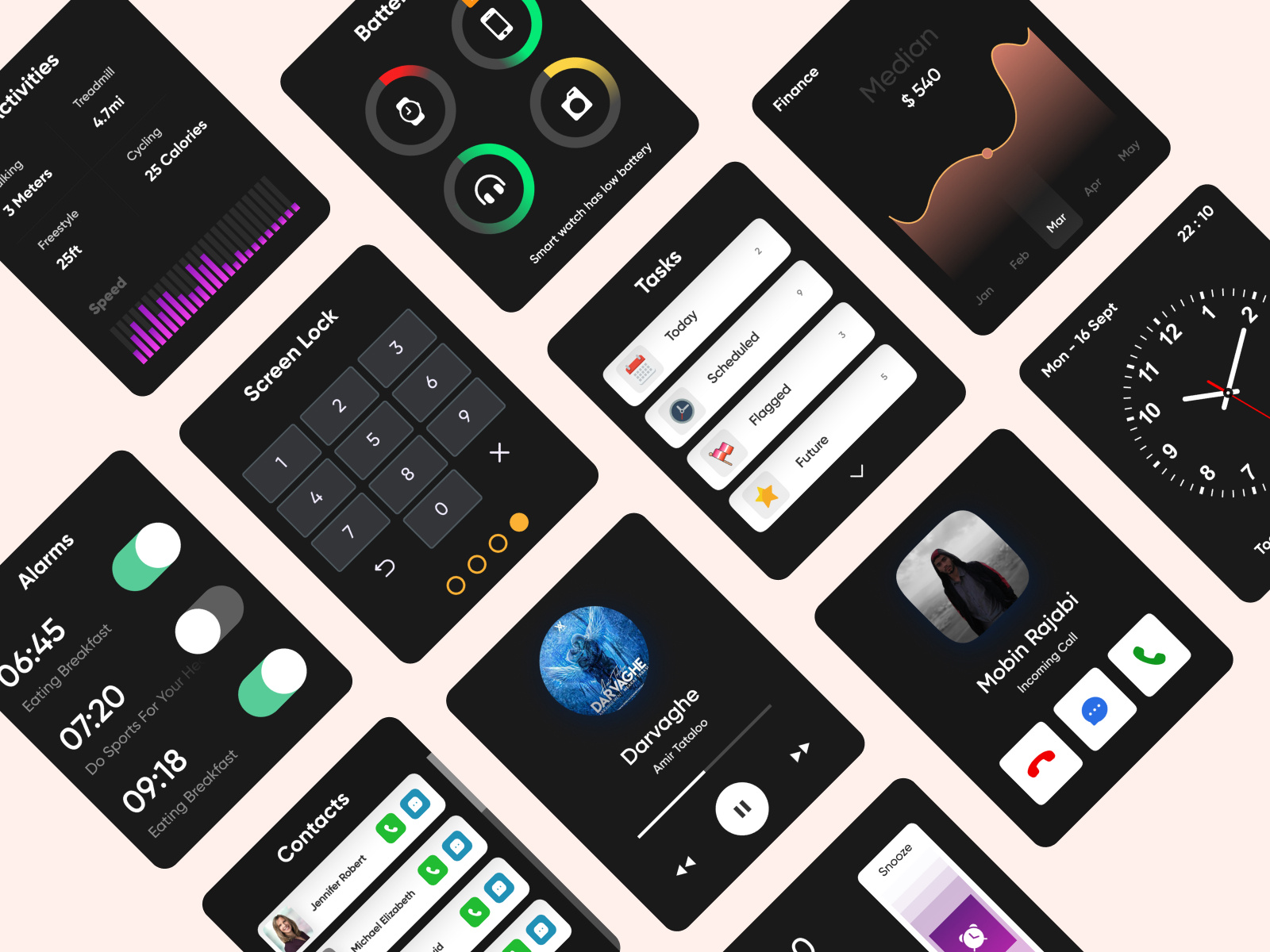 Smart Watch Interface by Mobinr.Dsgn on Dribbble