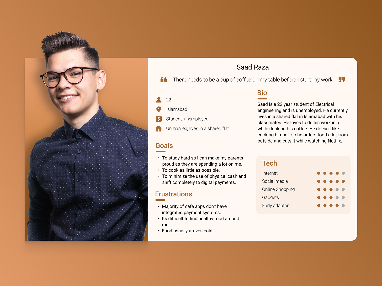 User persona for food ordering app by Abdullah Khan on Dribbble