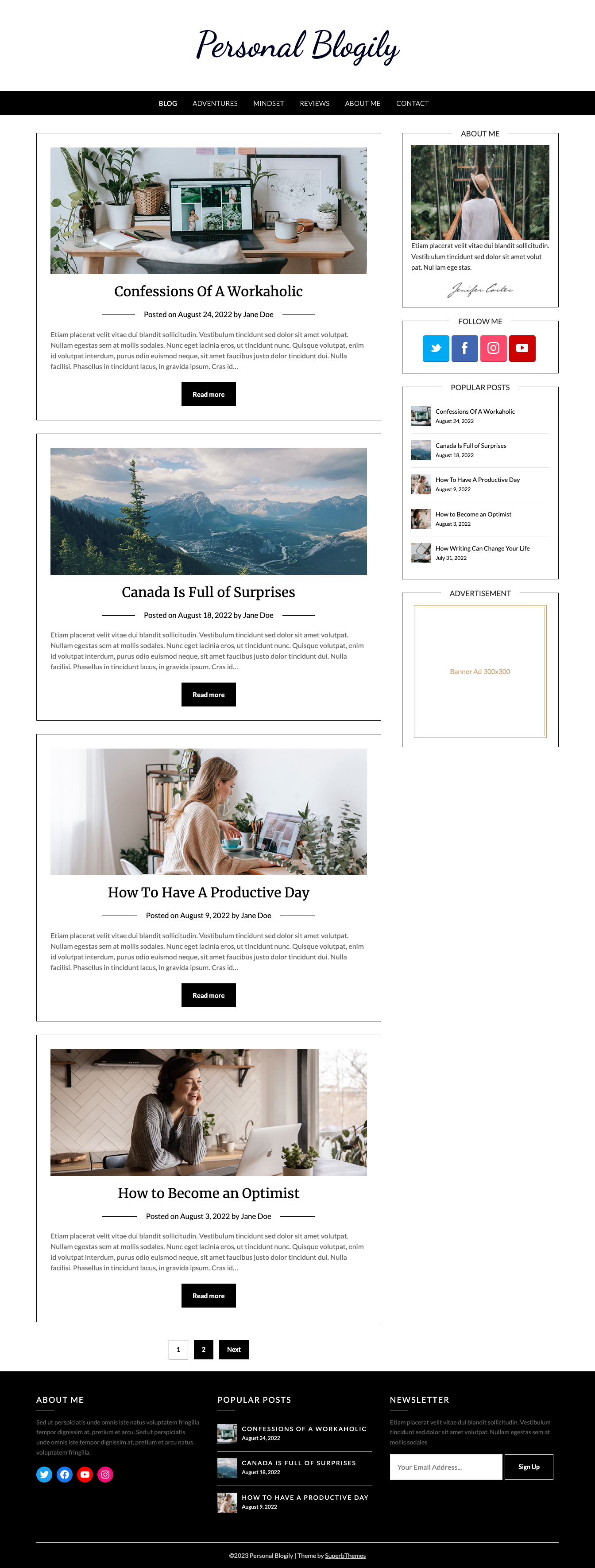 Personal Blogily - A Minimalist WordPress Theme by Superb WordPress Themes on Dribbble