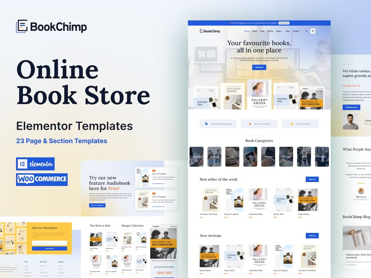 BookChimp - Elementor Template Kit for Online Bookstore Website by ...
