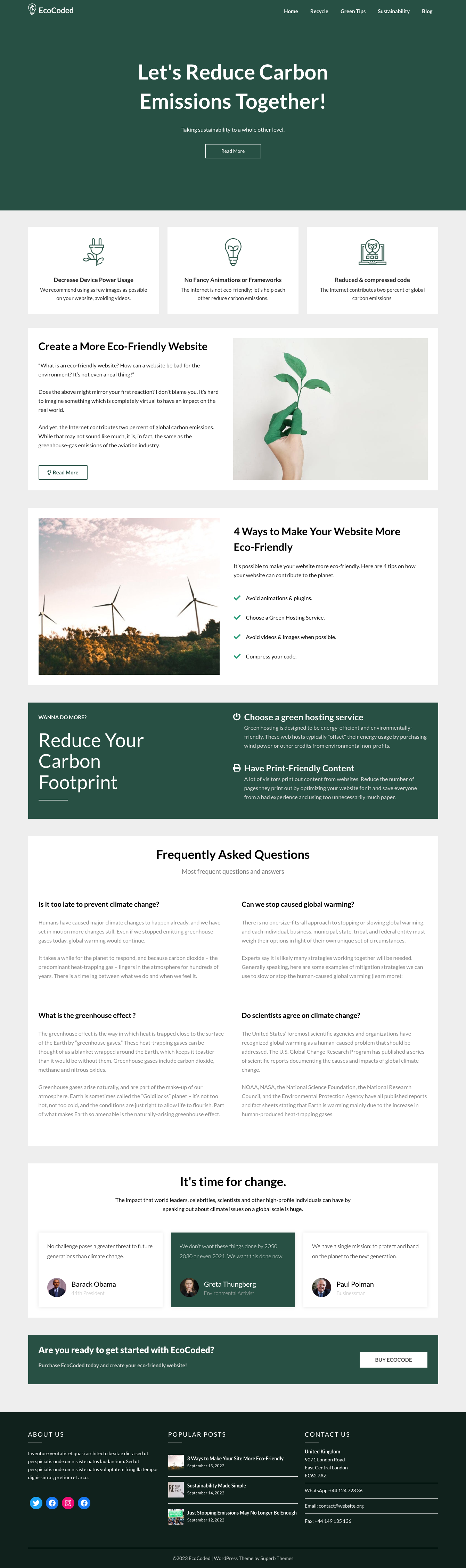 EcoCoded - An environmental & eco-friendly WordPress Theme by Superb ...