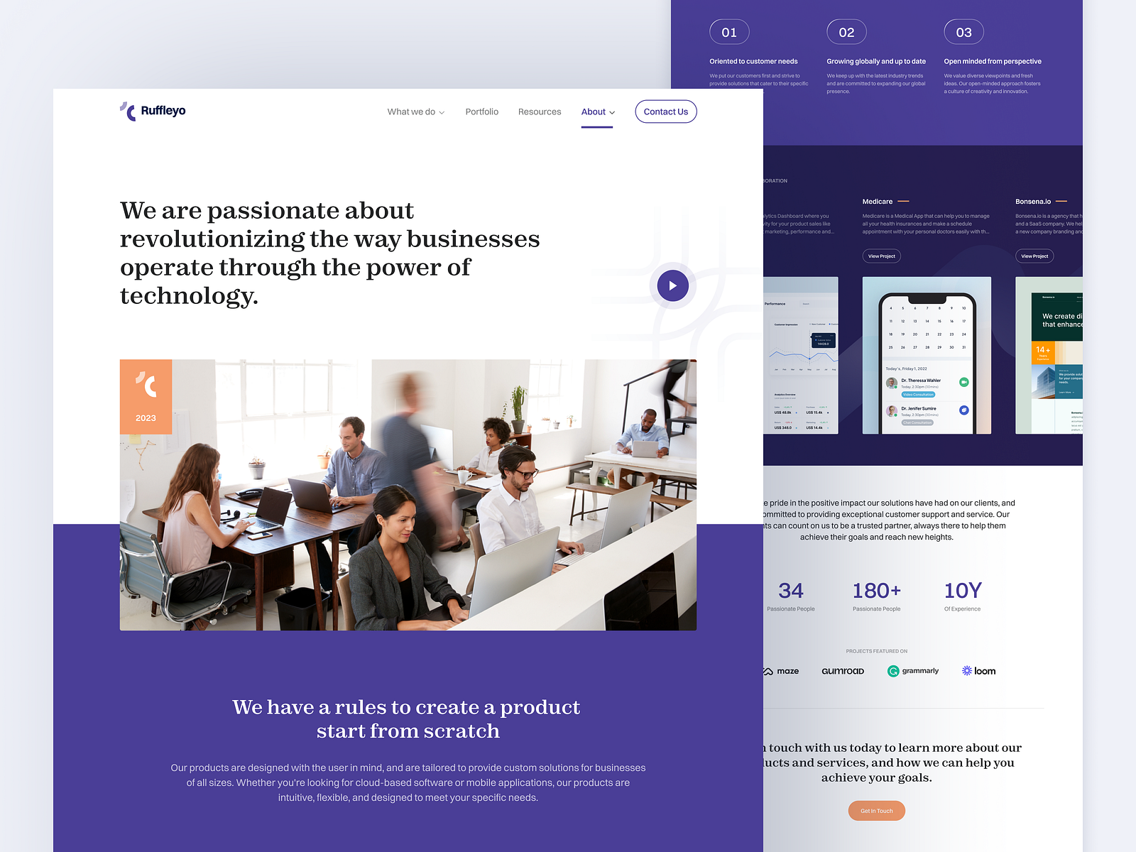 Ruffleyo - About Us - SaaS Website by Mustofa Amar on Dribbble