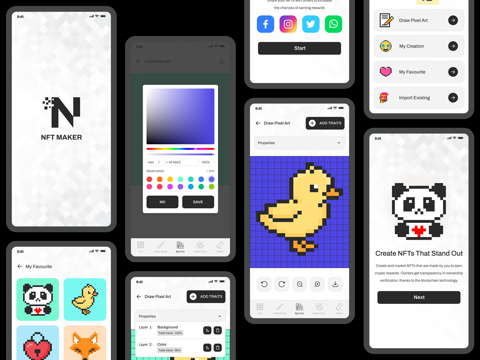 NFT Maker Mobile App UI Kit by Bitrix Infotech Pvt Ltd on Dribbble