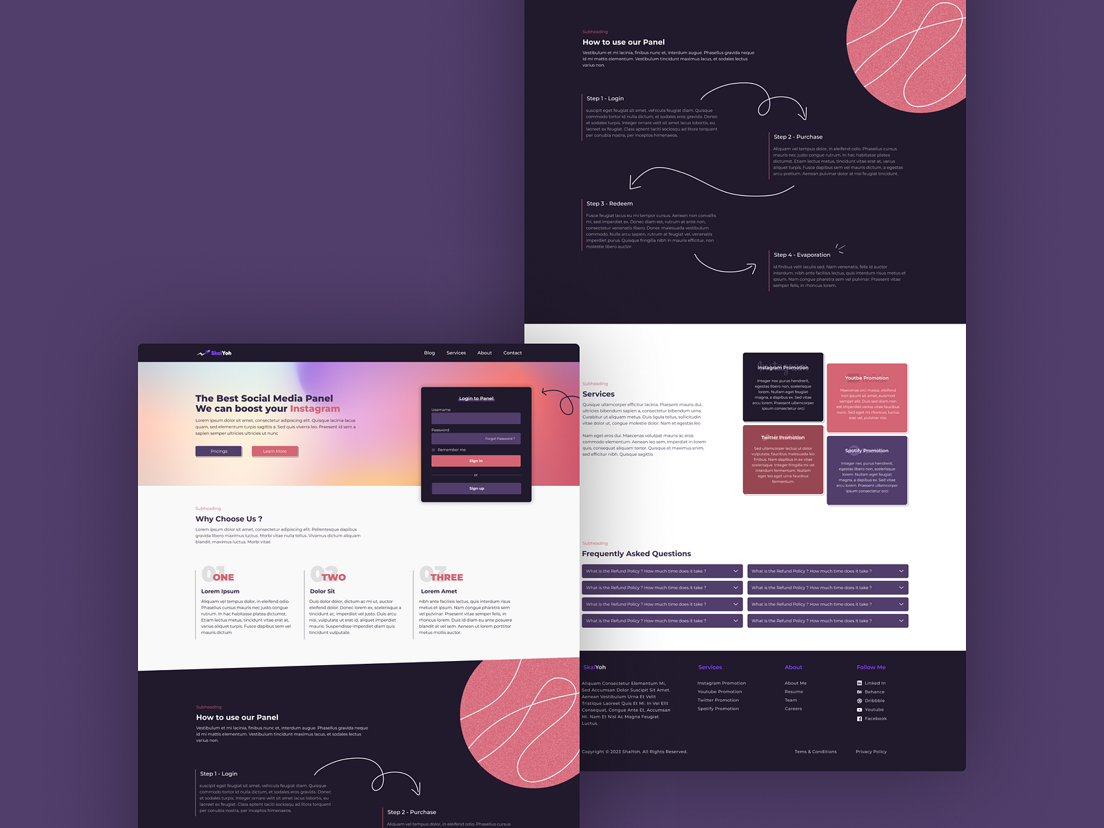 Social Media Panel Landing Page — Gradient UI + Step-by-Step Flo by Dev ...