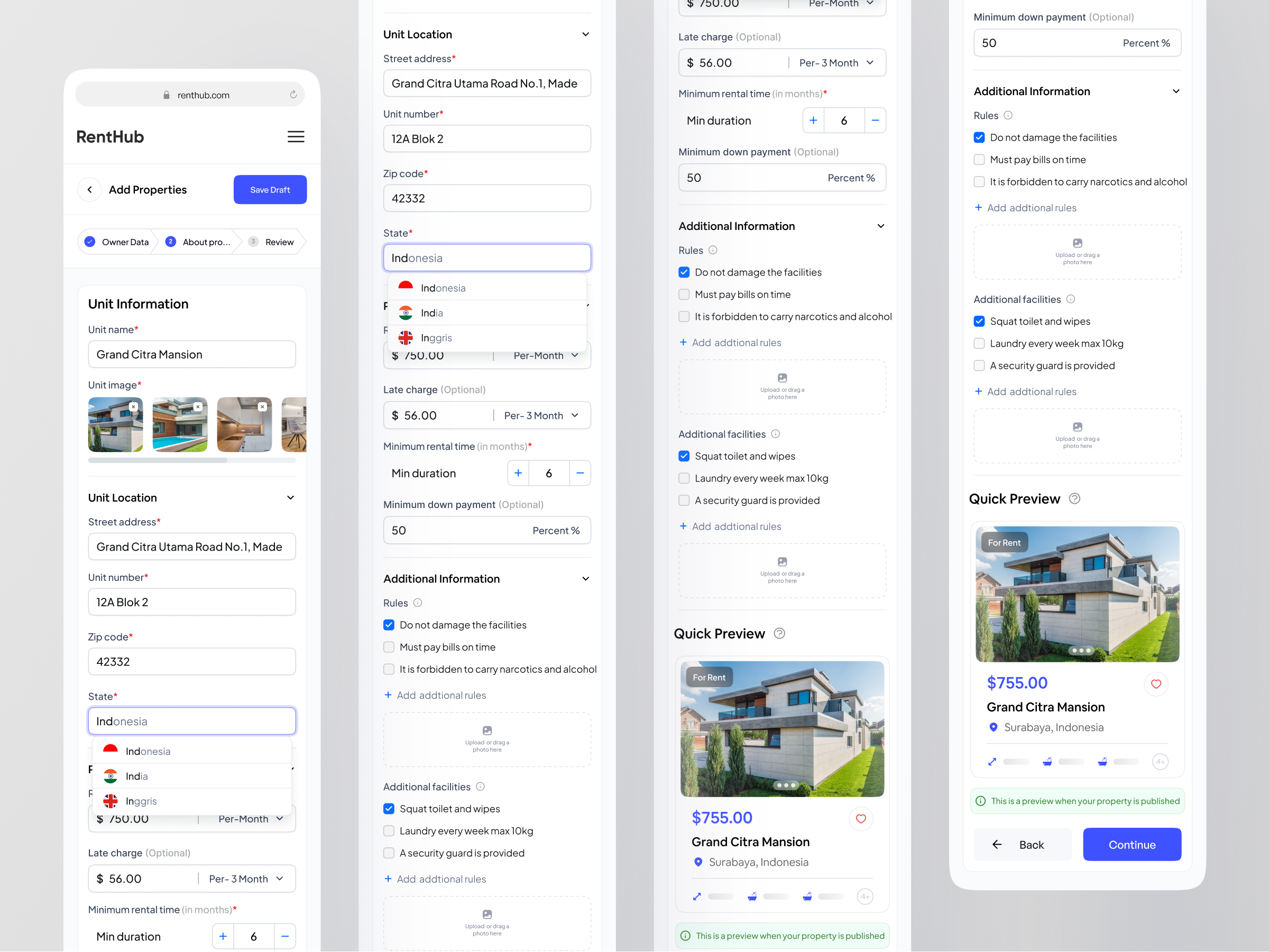 RentHub - Adding Properties page 🛠️ by Rafi Rohmat for Odama on Dribbble