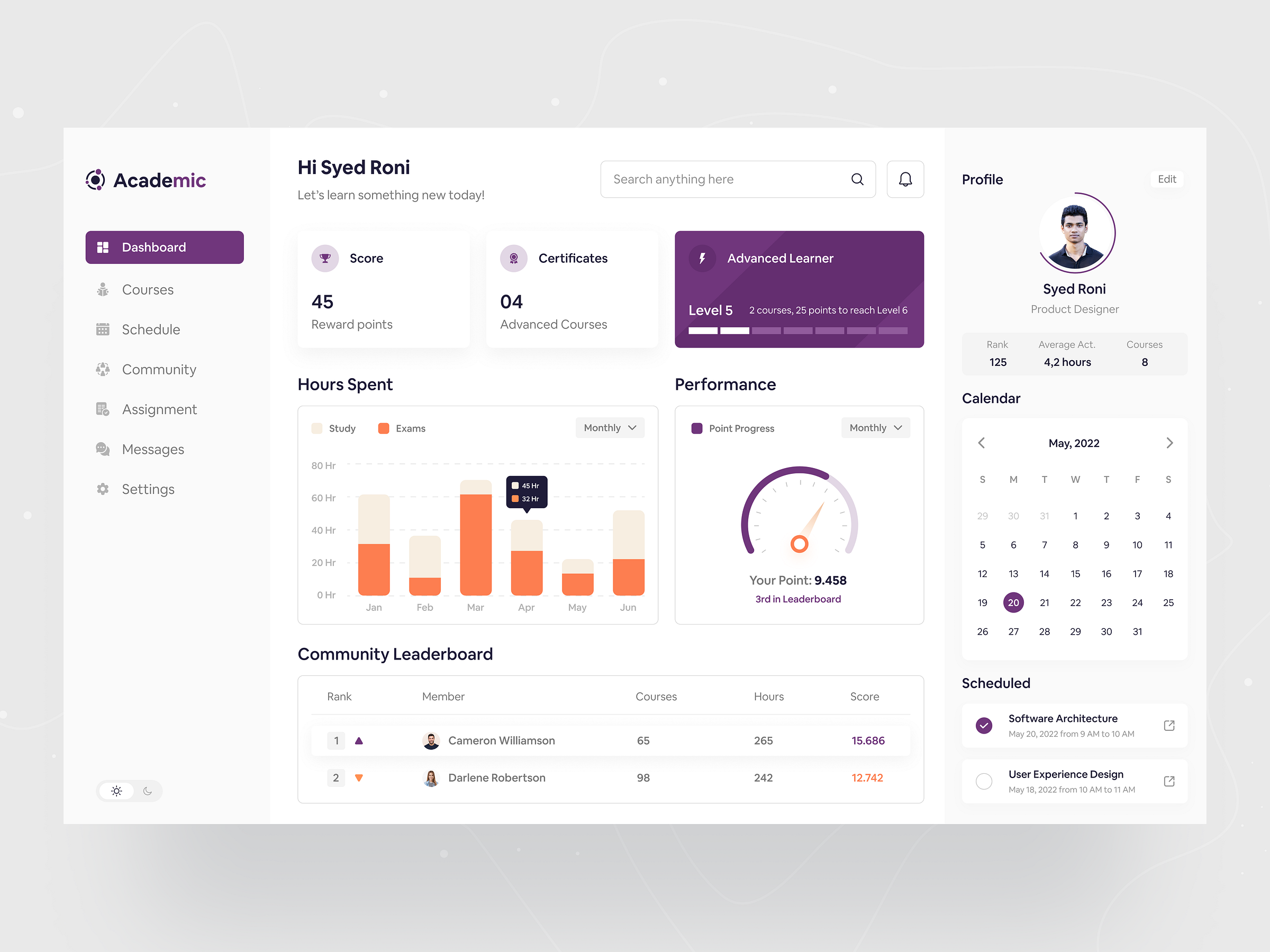 Academic - Course Management Dashboard by Syed Roni for UI Deft on Dribbble
