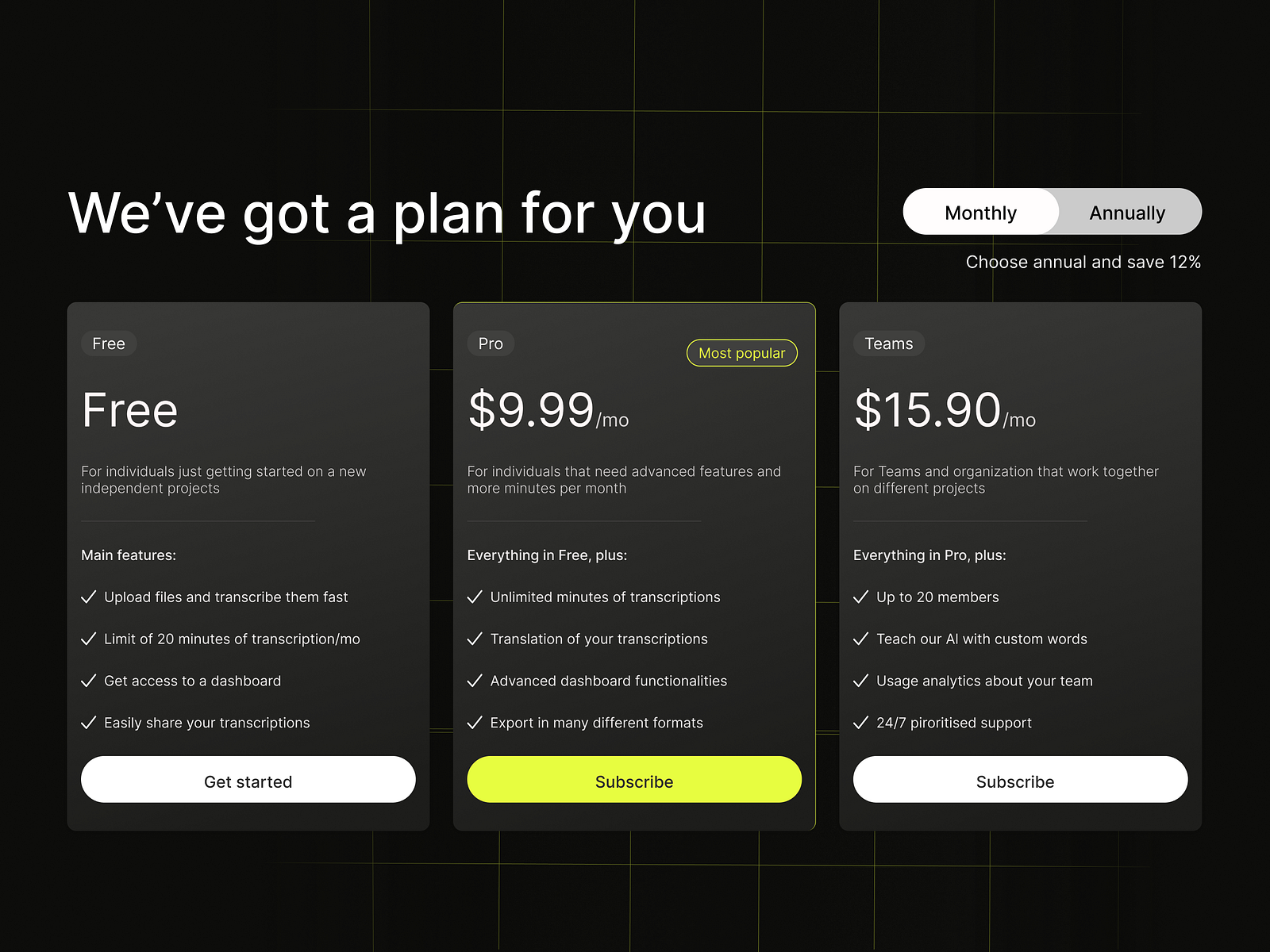 Pricing Plan Page By Gifted Designs On Dribbble