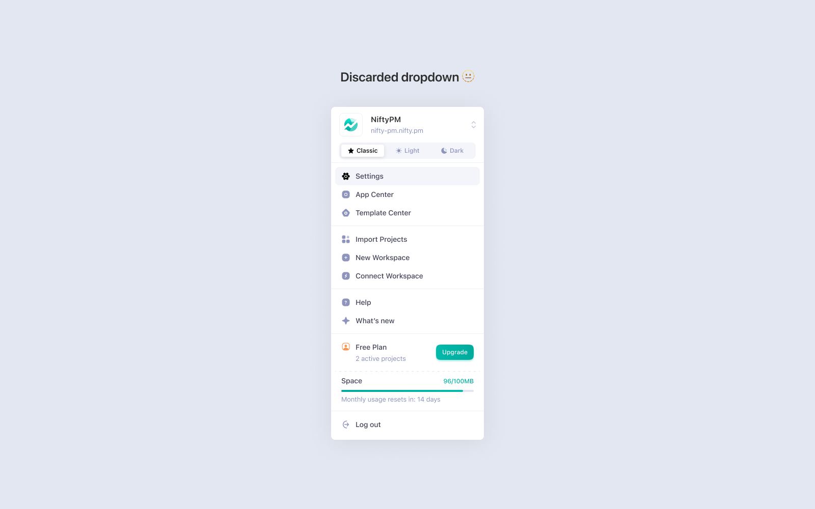 Nifty Project Management: Profile Dropdown by Illia Strikhar on Dribbble