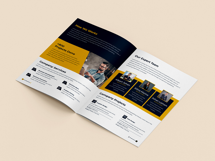 Modern Corporate Bi-fold Brochure design template by Floral Whimsy on ... Modern Corporate Bi-fold Brochure design template by Floral Whimsy on ...