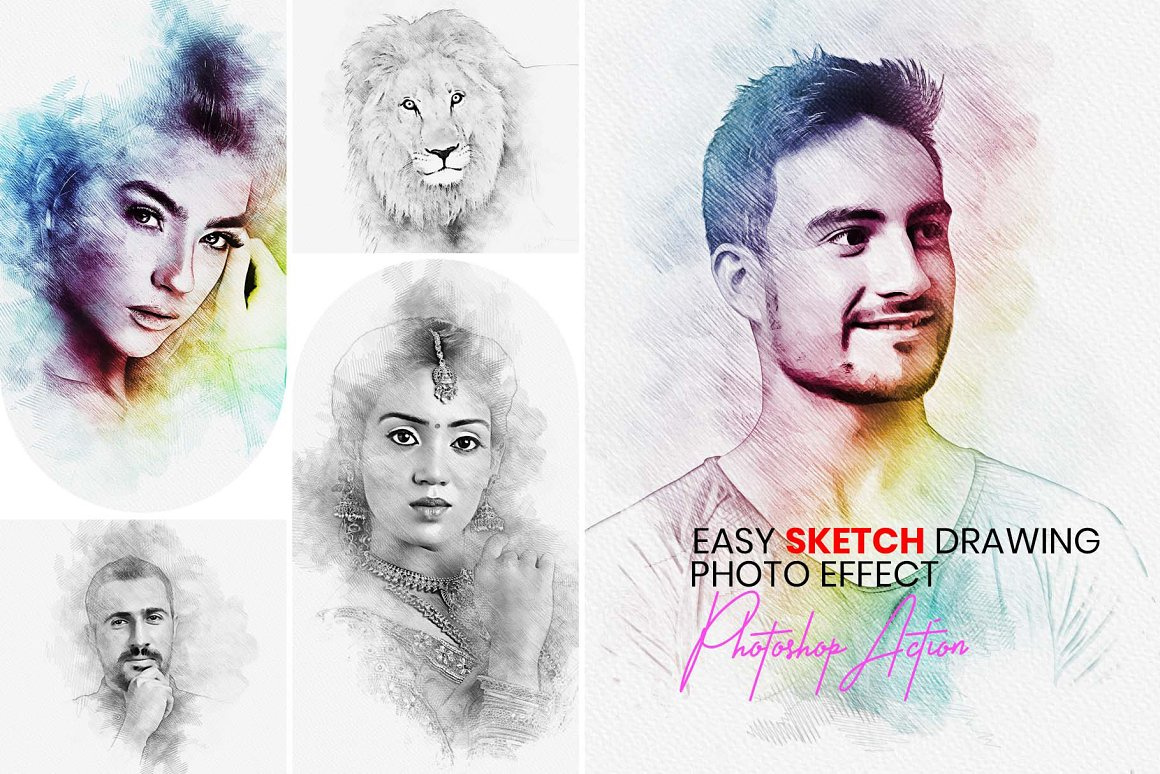 Easy Sketch Drawing Photoshop Action by MRI STUDIO on Dribbble