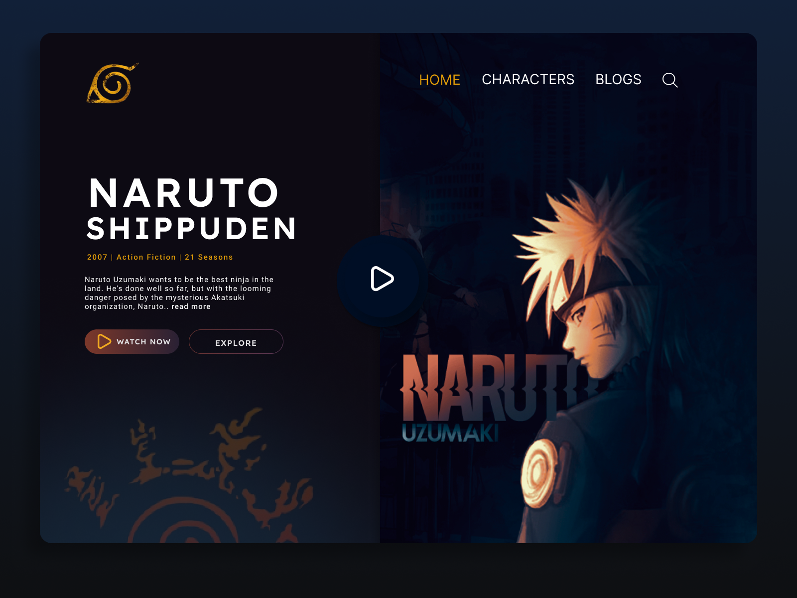 Landing Page - Naruto Shippuden- Daily UI- Day 003 by Nidhi Kumar on ...