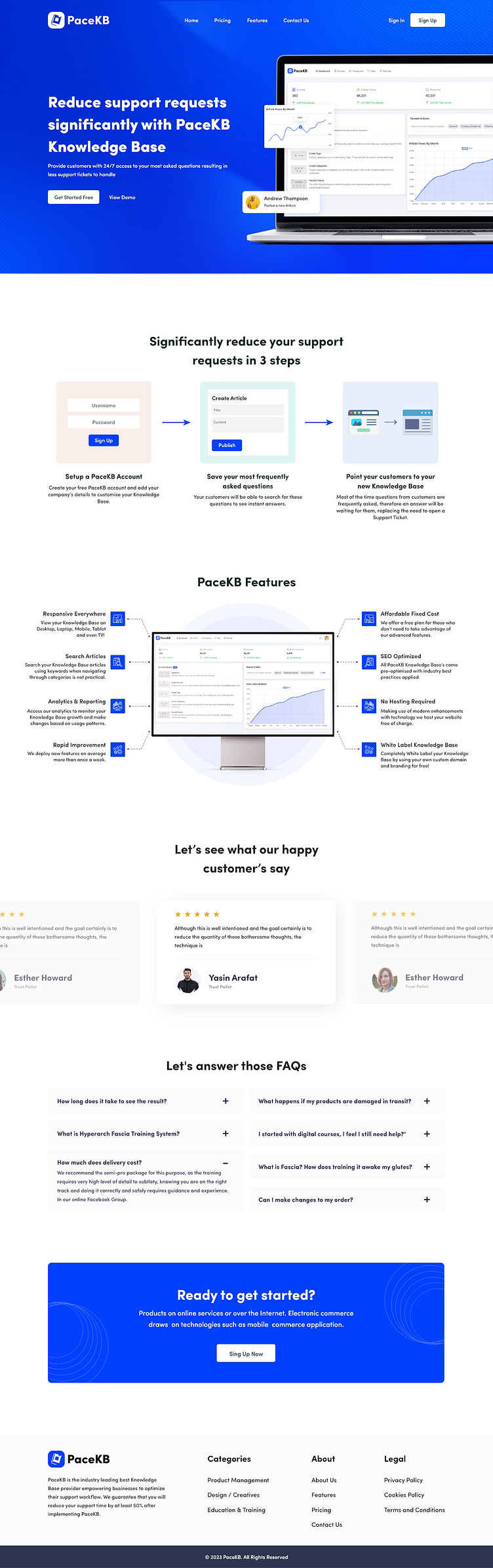 Saas Landing Page Design - PaceKB by Mohammad Mosharrof Hossain on Dribbble